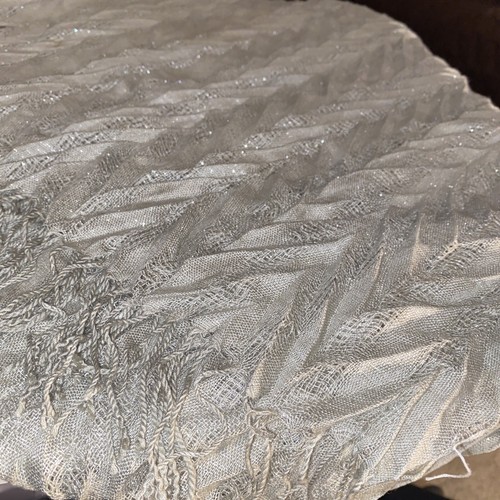 Extra Long Crinkled Silver Gray Fringe Knitted Glitter Scarf | eBay