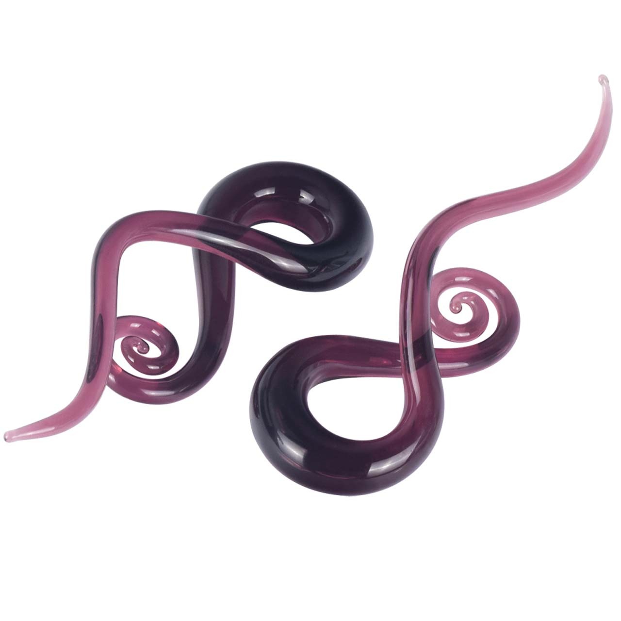 2pcs Pyrex Glass Hand Made Ear Plugs Tunnel Ear Spiral Taper Earring ...