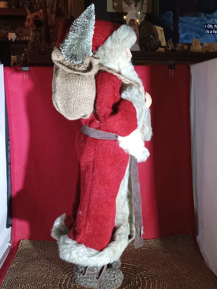 18 In Victorian Santa With Red Bird In Hand & Wool Coat With Sherpa ...