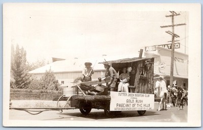 Postcard RPPC Sutter Creek CA Gold Rush Pageant Parade Float Main St ...