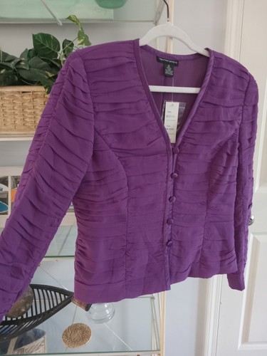 NWT 100% Silk Size 10 Spencer Jeremy Deep Purple Cropped Jacket | eBay