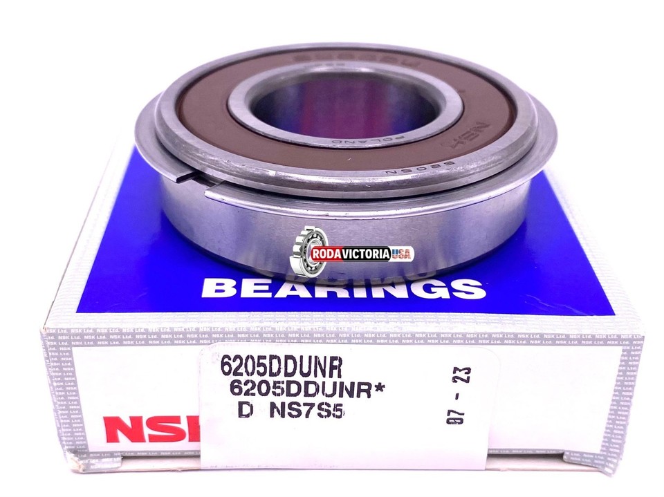 NSK 6205 DDU NR Ball Bearing, Rubber Sealed + Snap Ring 6205 2RS NR ...