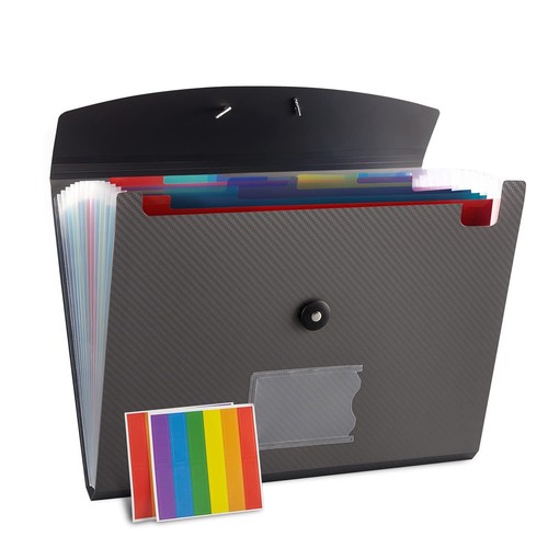 Expanding File Folder, 13 Pockets, Grey, Polypropylene | eBay