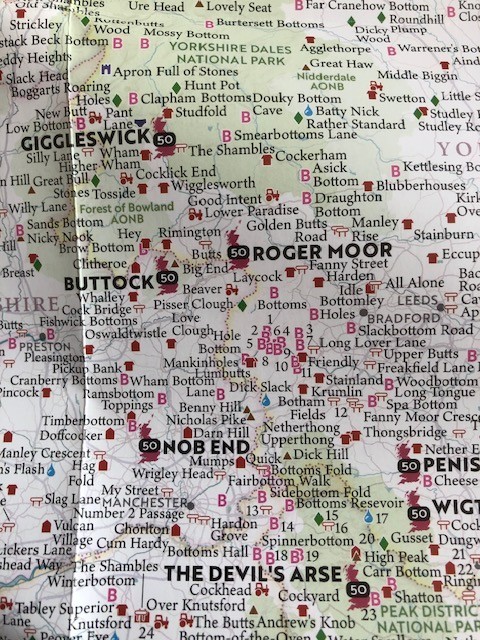 Rude and silly names map of Britain | eBay UK