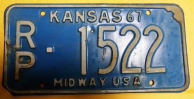1967 Kansas Car Tag License Plate RP 1522 Republic County Midway USA | eBay