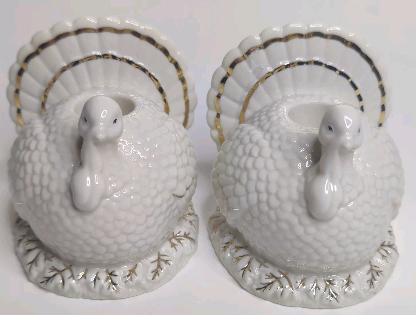Set of 2 Lenox Turkey Taper Candle Candlestick Holders 3" Thanksgiving ...