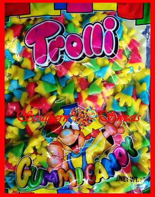 TROLLI CHICKEN FEET 2KG 2x 1kg BAGS YELLOW GREEN RED BLUE GUMMY LOLLIES ...