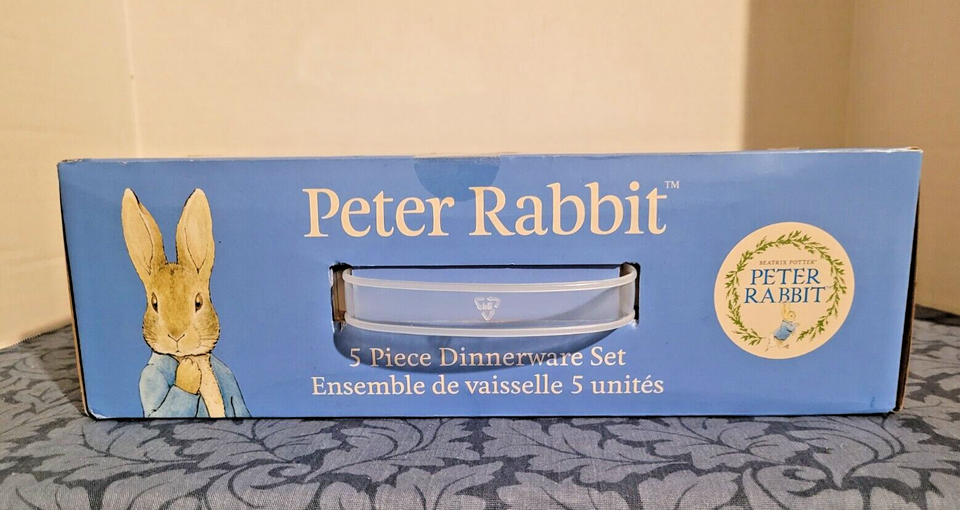 NEW Beatrix Potter Peter Rabbit 5 Piece Melamine Dinnerware Set BPA ...