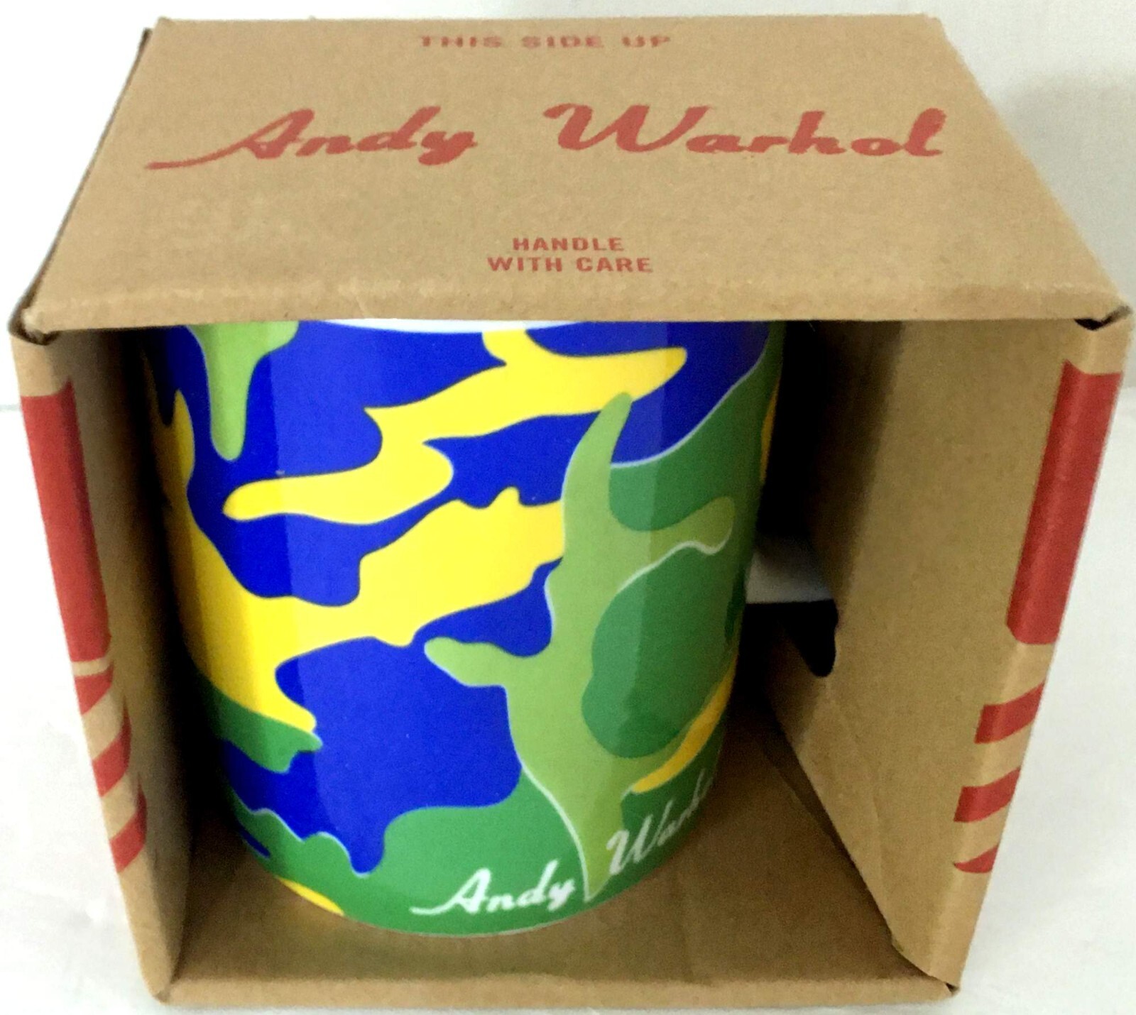 Andy Warhol Mug Camouflage Blue Green Yellow Ceramic NEW IN BOX 4"H ...