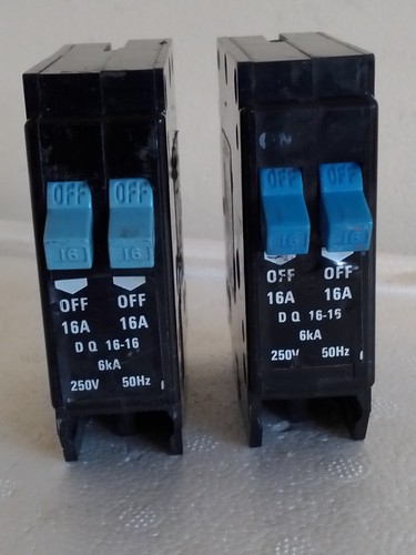 (2 PIECES) Westinghouse DQ 16-16 QUICKLAG MCB CIRCUIT BREAKER 16A 250V ...