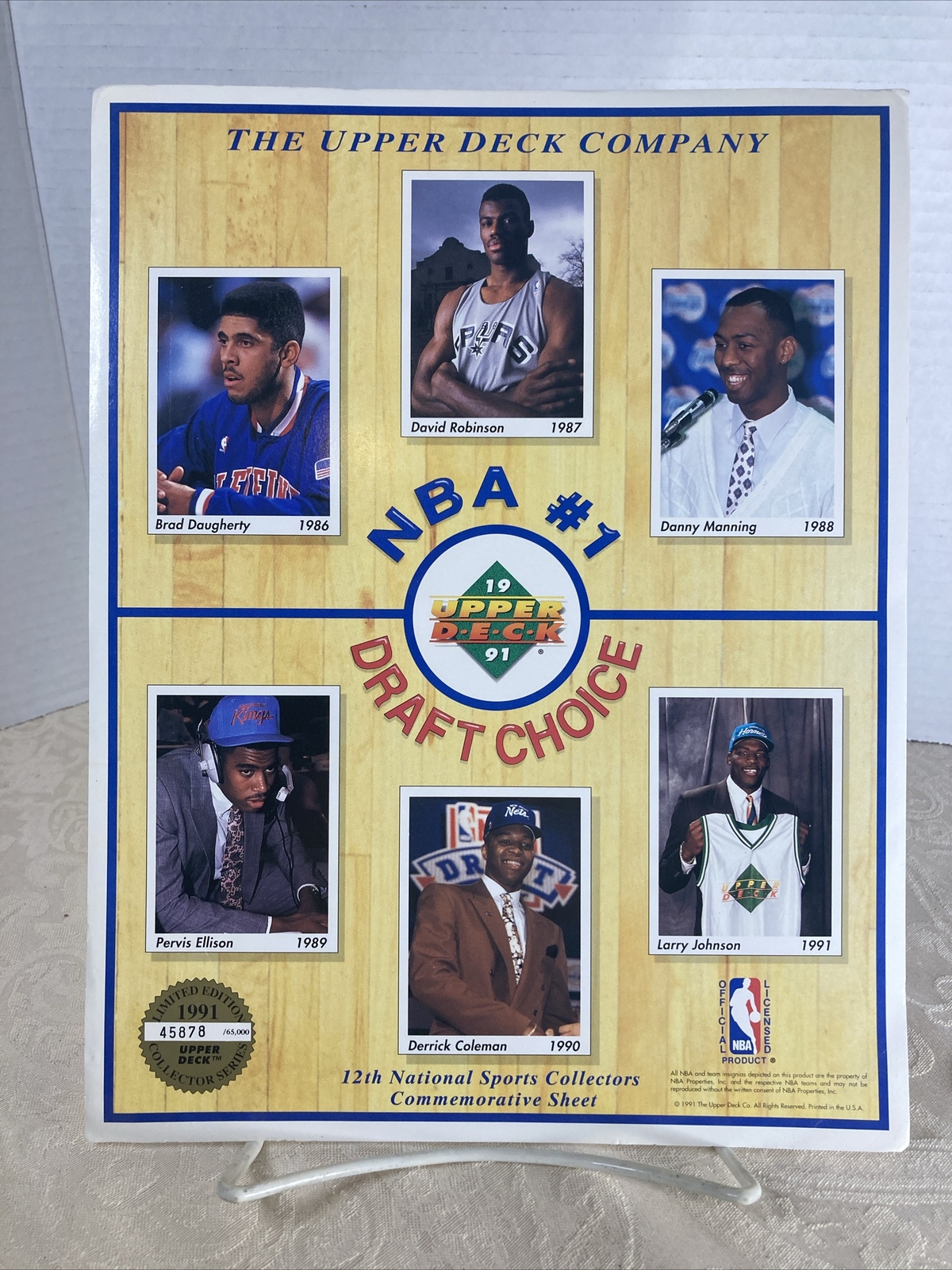 1991 NBA #1 Draft Choice Upper Deck Limited Edition Commemorative Sheet ...