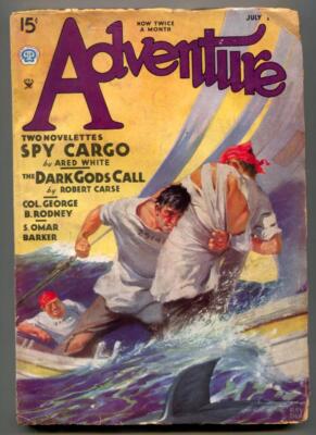 PULP: Adventure Pulp July 1 1935- Shark cover- Dark Gods Call | eBay
