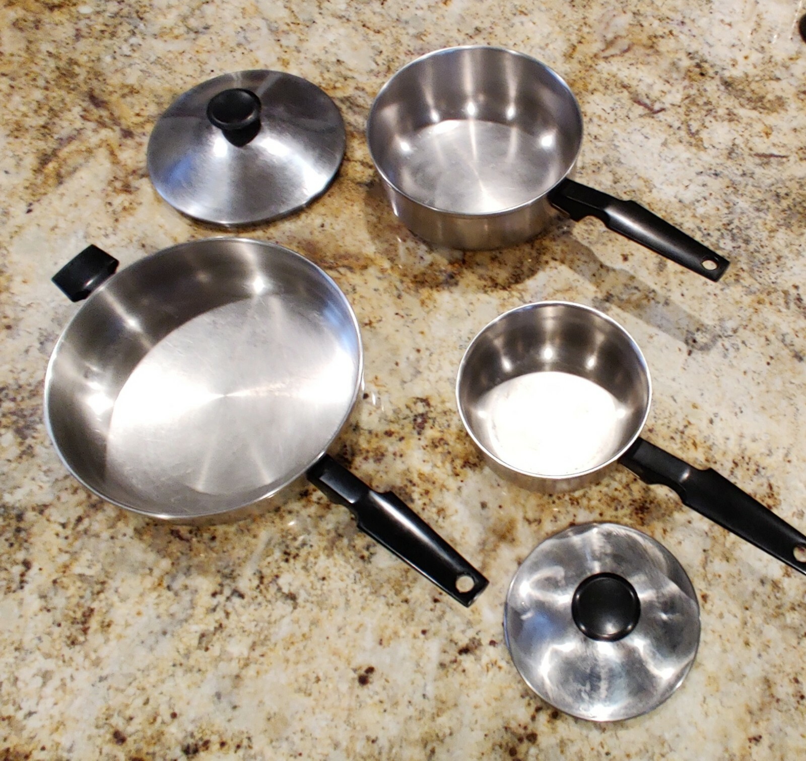 West Bend 5 Piece Cookware Set Stainless Steel 1 & 2 qt Pots & 10 ...