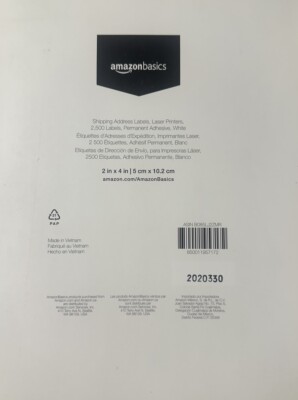 Amazon Basics Mailing Labels Shipping Laser 2"x4" 2500/PK White | eBay