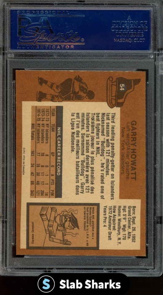 1975 O-PEE-CHEE OPC GARRY HOWATT ISLANDERS #54 PSA 8 | eBay