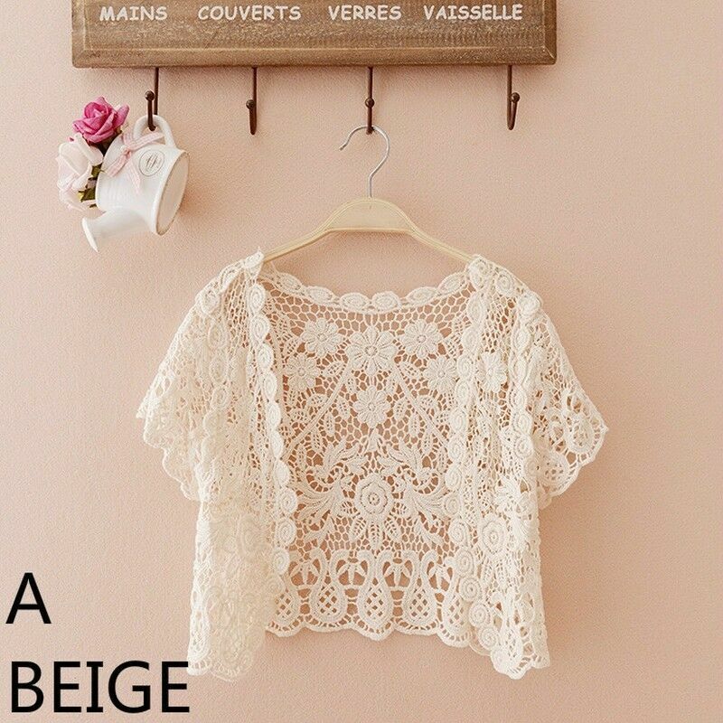 Lady Lace Cardigan Shrug Bolero Cape Capelet Coat Tassel Hollow Short ...