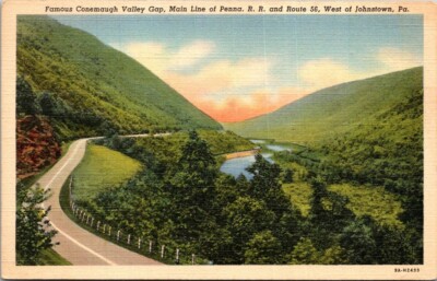Postcard Famous Conemaugh Valley Gap Main Lineof PA R R And Route 56 ...
