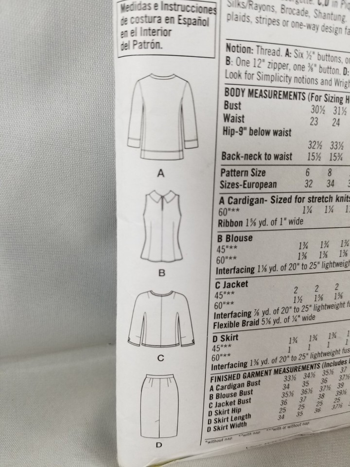 Simplicity 60's Retro Blouse Skirt Jacket Cardigan Sewing Pattern 2154 ...