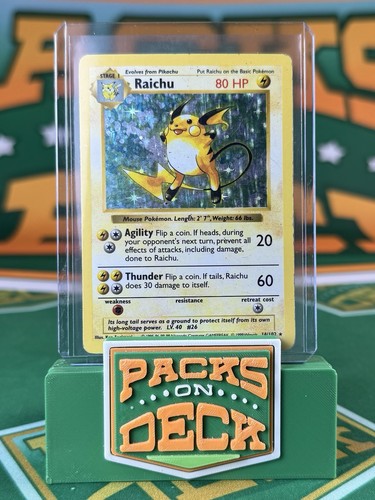 Pokémon Raichu Shadowless- 14/102 - Base Set Holo Rare ⚡ WOTC Vintage ...