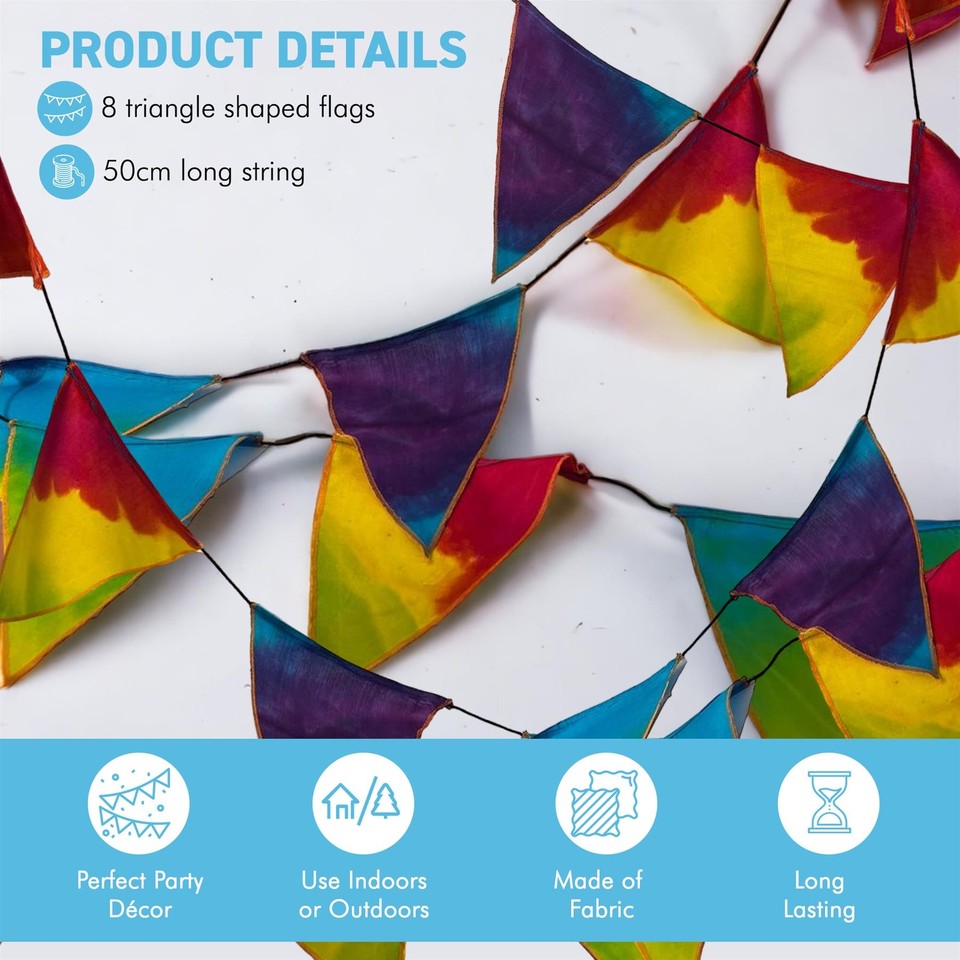 Rainbow colours fabric bunting | 8 flags | 50cm long | eBay