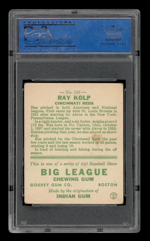 1933 Goudey Set-Break #150 Ray Kolp PSA 4 VG-EX | eBay