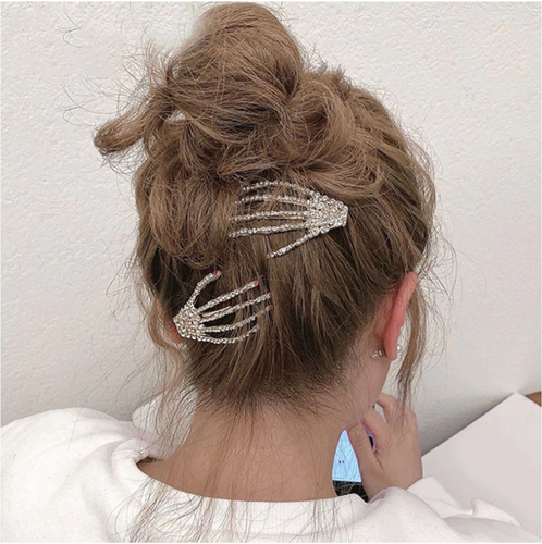 Skull Hand Rhinestone Hair Clip Skull Claw Accessories Headwear Gothic ...