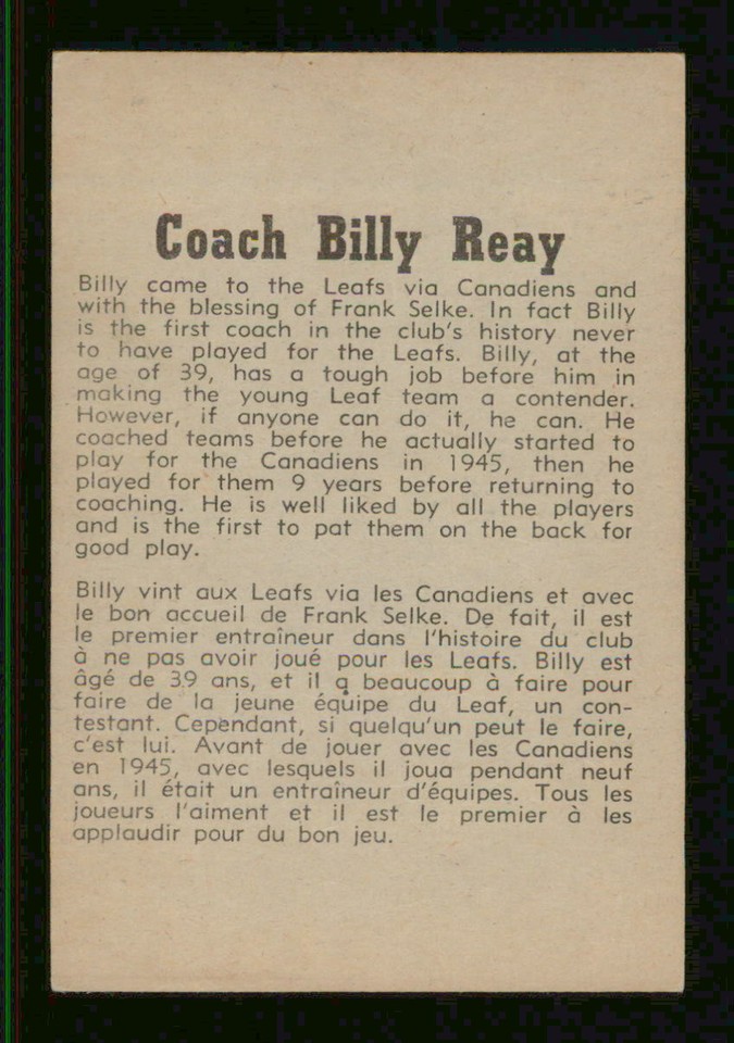 1958-59 PARKHURST # 25 BILLY REAY 20339 | eBay