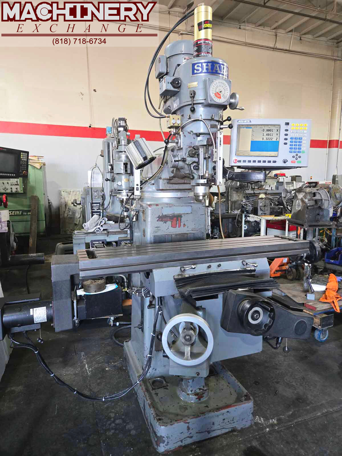 SHARP LMV 2-Axis CNC Milling Machine w/ 42"x9" Table, Pwr Drawbar ...