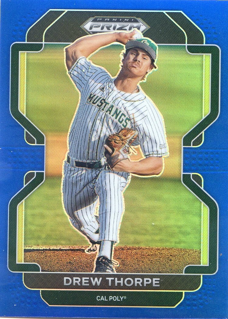 2022 PANINI DRAFT PICKS PRIZM Blue NO. 61 Drew Thorpe - Cal Poly ...
