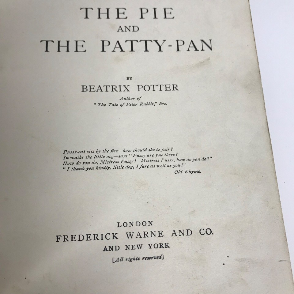 Beatrix Potter The Pie and the Patty-Pan Book – Early 1900s Antique ...