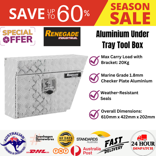 Renegade Industrial Right Hand 610mm Aluminium Under Tray Tool Box | eBay