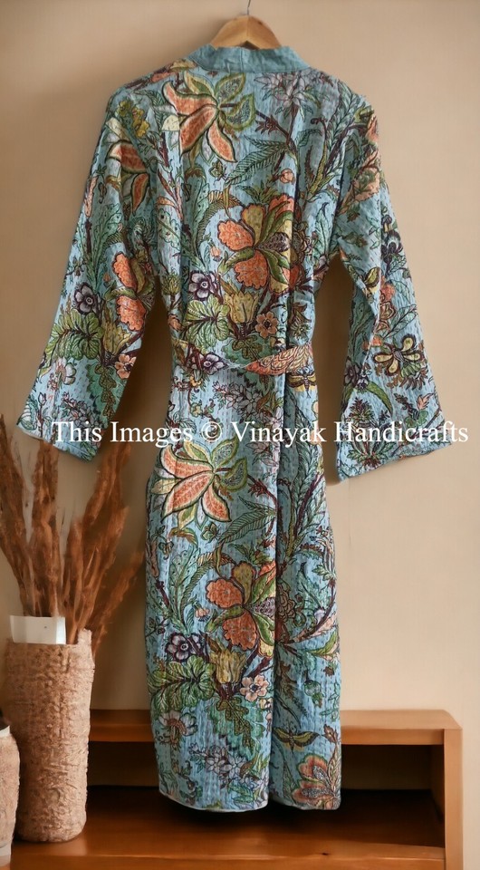 Indian Vintage Cotton Kantha Handmade Robe Women Bath Robe Kimono ...