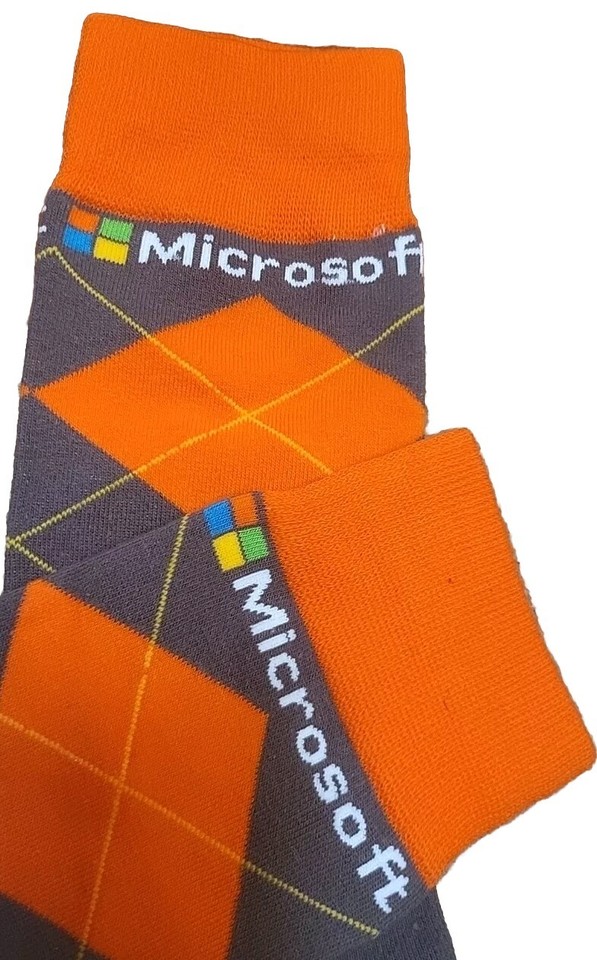MICROSOFT Colorful Orange/Blue Socks Employee Work Gym NEW! | eBay
