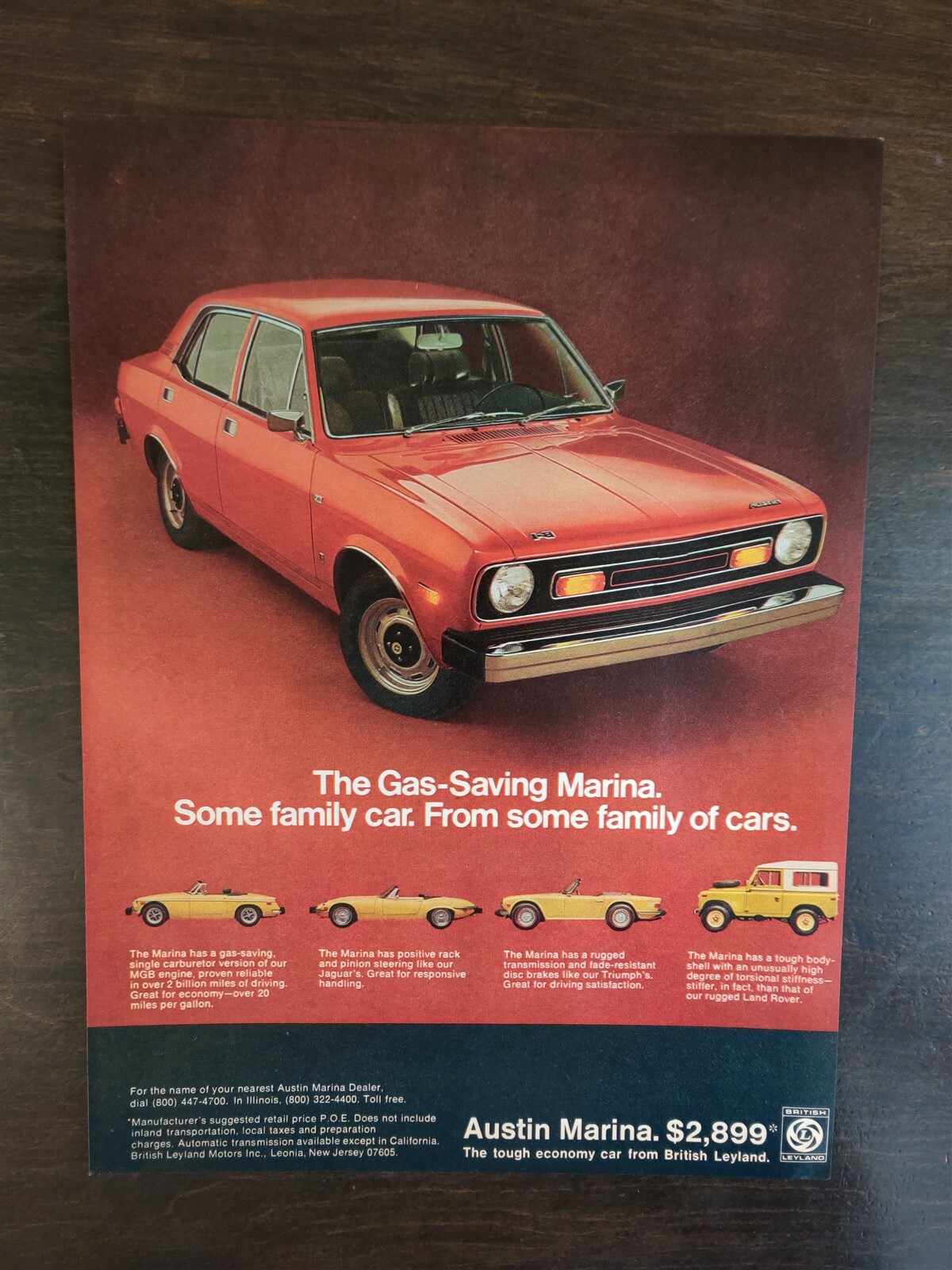 Vintage 1974 Austin Marina Full Page Original Color Ad | eBay