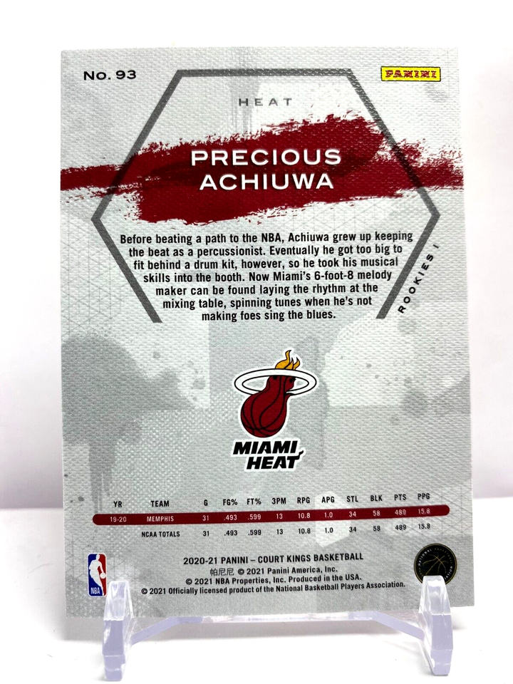 2020-21 Panini Court Kings LvL 1 Rookie Precious Achiuwa Miami Heat No ...