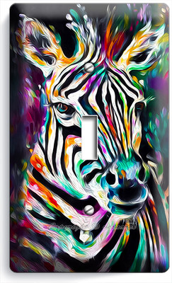 COLORFUL ZEBRA LIGHT SWITCH SINGLE WALL PLATE COVER ART STUDIO ROOM ...