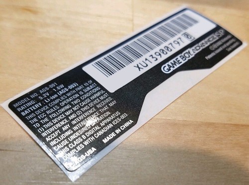 1 Nintendo GAME BOY ADVANCE SP *** AGS-001 *** Replacement Sticker ...