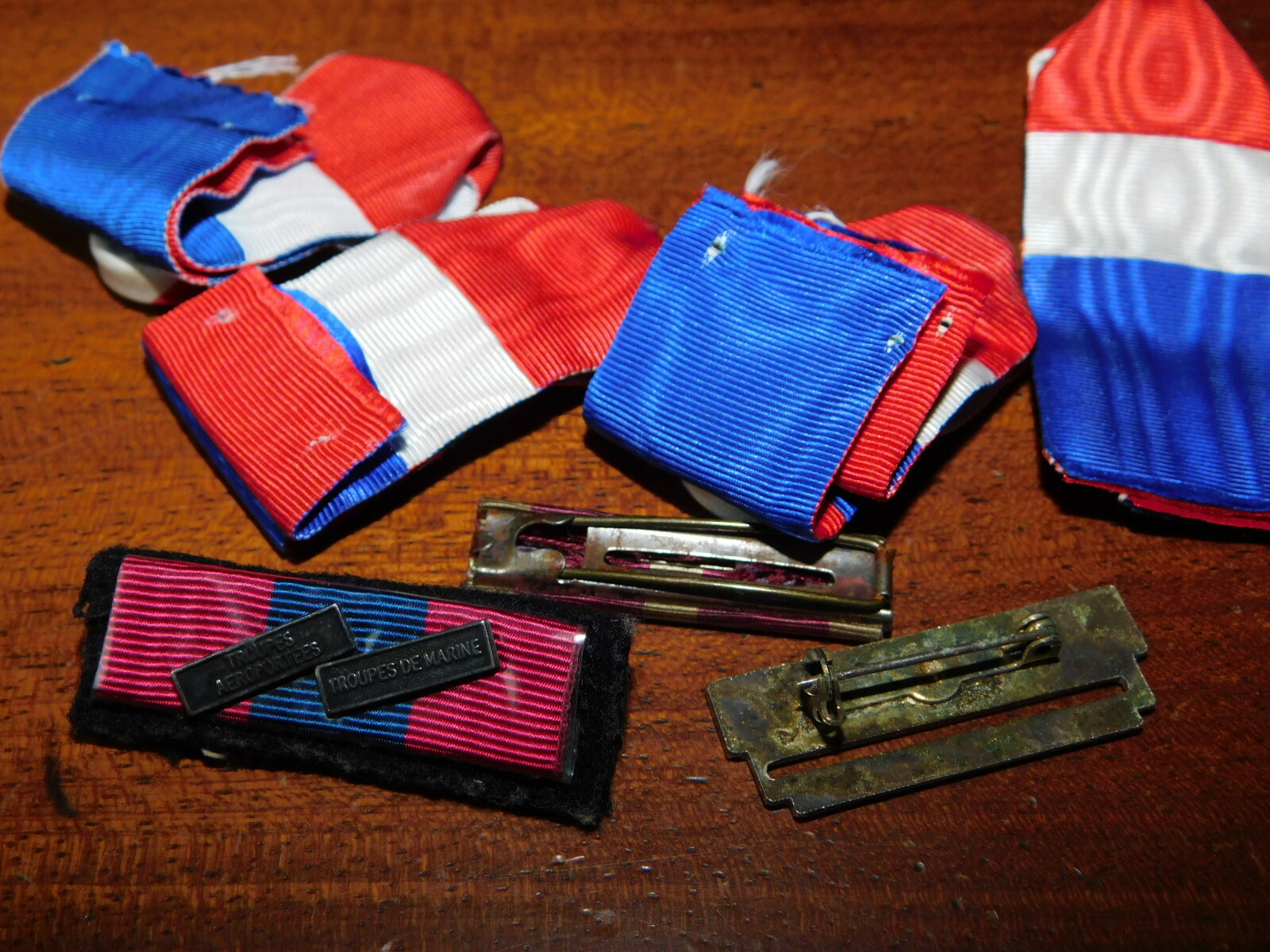 LOT RUBAN MILITAIRE GALON de medaille TROUPE aéroportée MARINE armee ...