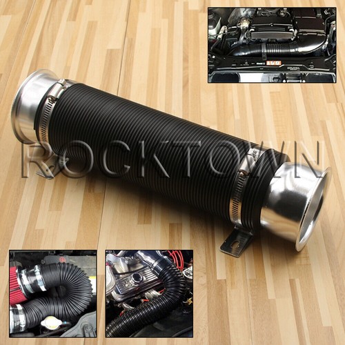 HQ Adjustable 3"/75mm Flexible Cold Air Intake Pipe Inlet Hose Duct Kit ...