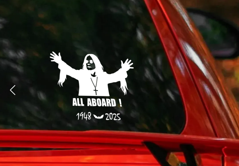 Ozzy Osbourne car bumper window stick decal in white Vinyl 5" wide Free ...