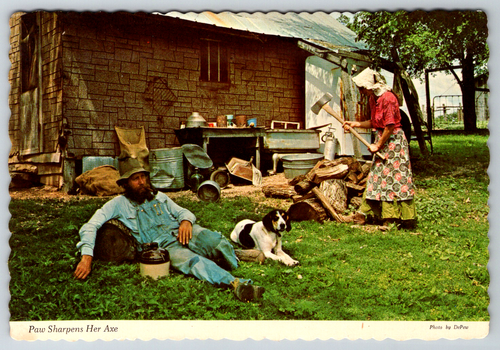 c1960s Paw Sharpens Her Axe Hillbilly Style Ozarks Vintage Postcard | eBay