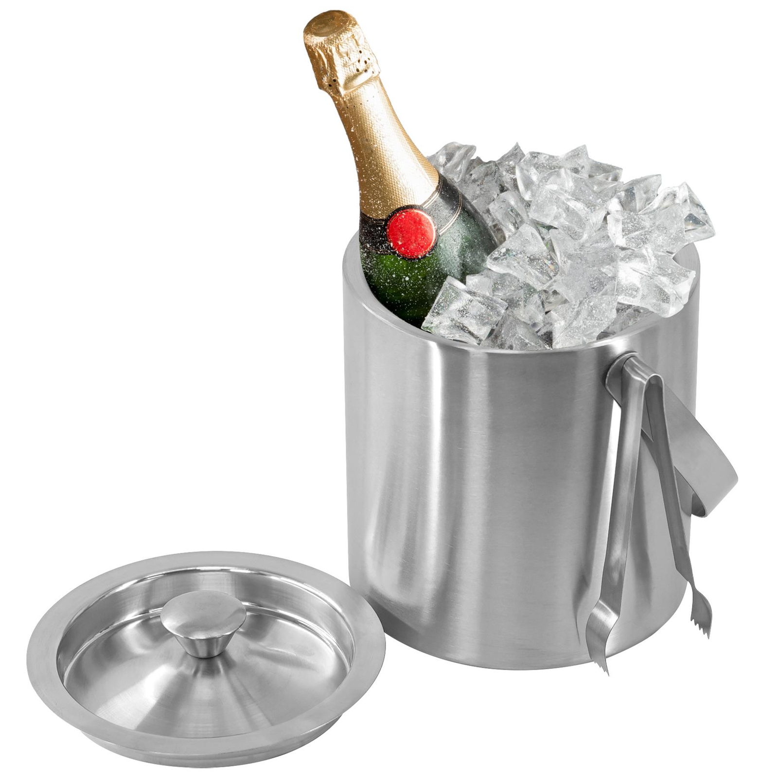 Stainless Steel Ice Bucket With Tongs Double Walled Insulated Large ...