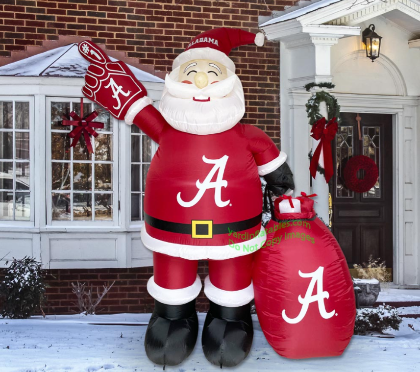 7' Self-Inflatable LED NCAA University of Alabama Crimson Tide Santa ...