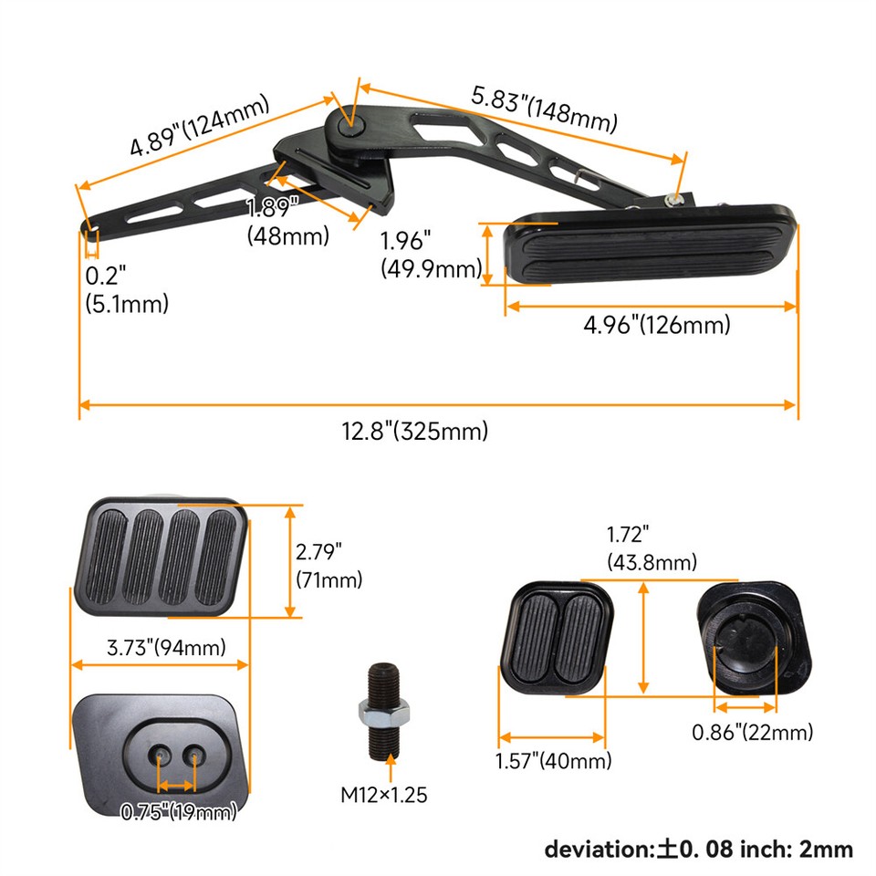 Billet Gas Pedal w/Brake+Clutch Pad & 24" Throttle Cable Bracket Spring ...