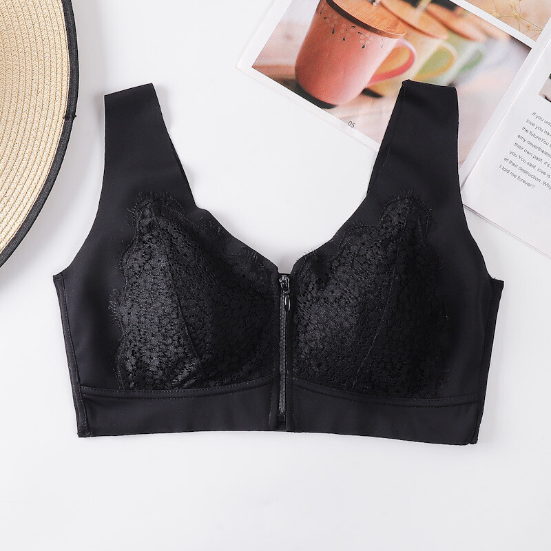 Wireless Front Zipper Lace Mastectomy Bra Pocket Bra Enhancer Pads ...