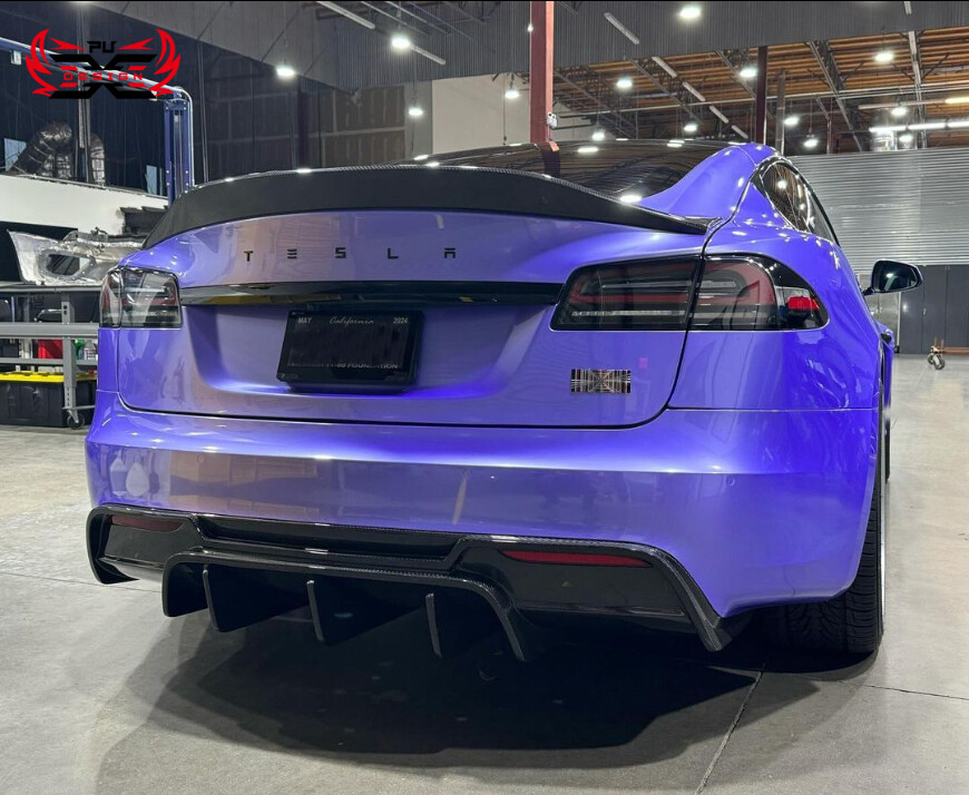 For 2021-2024 Tesla Model S Plaid V-Style Carbon Fiber Rear Trunk ...