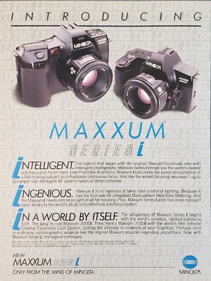 1989 Minolta Maxxum Series i Cameras Predictive Autofocus Print Ad | eBay
