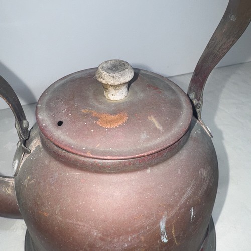 Antique COPPER TEAPOT Primitive TEA KETTLE Wood Handle RICH PATINA | eBay