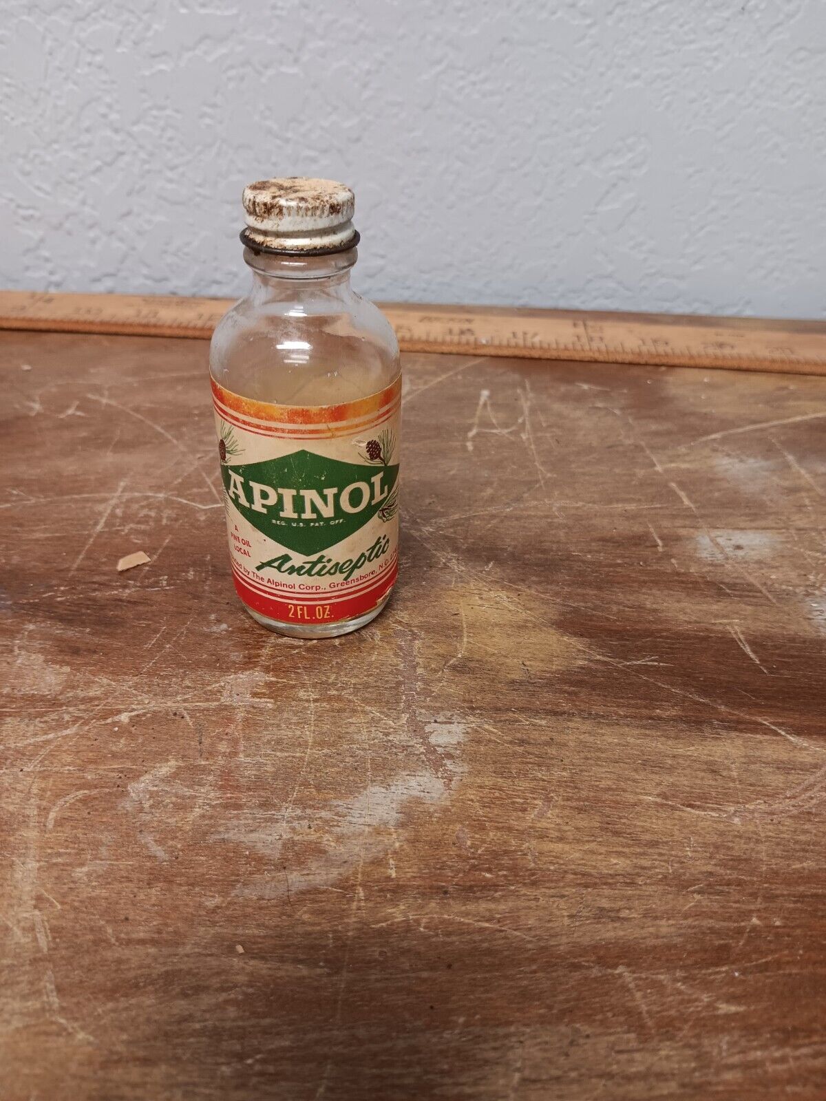 EMPTY Vintage Empty Apinol Antiseptic Bottle Pine Oil 2 Ounces EMPTY | eBay