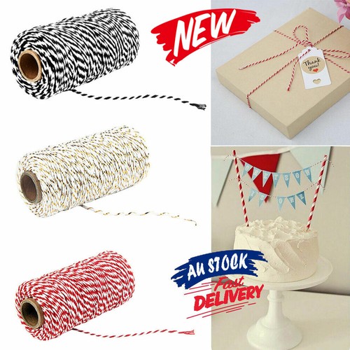 100M 2mm Cotton String Twisted Cord Gifts Wrapping Craft Ribbon Bakers ...